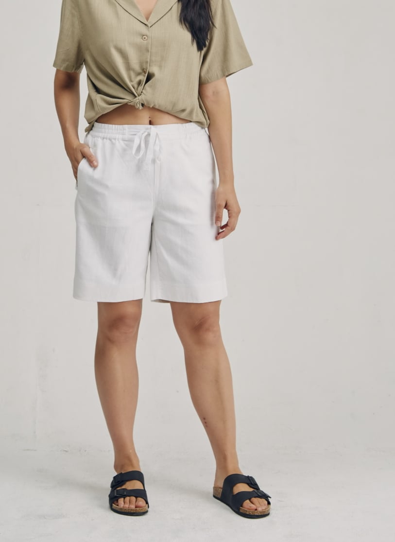 Ladies' Hemp Rayon Shorts-White - Braintree Hemp