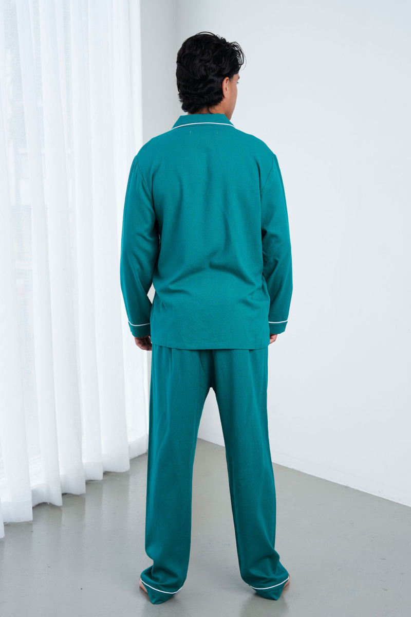 Unisex Hemp Rayon Long Sleeves Pajama Set-Green - Braintree Hemp